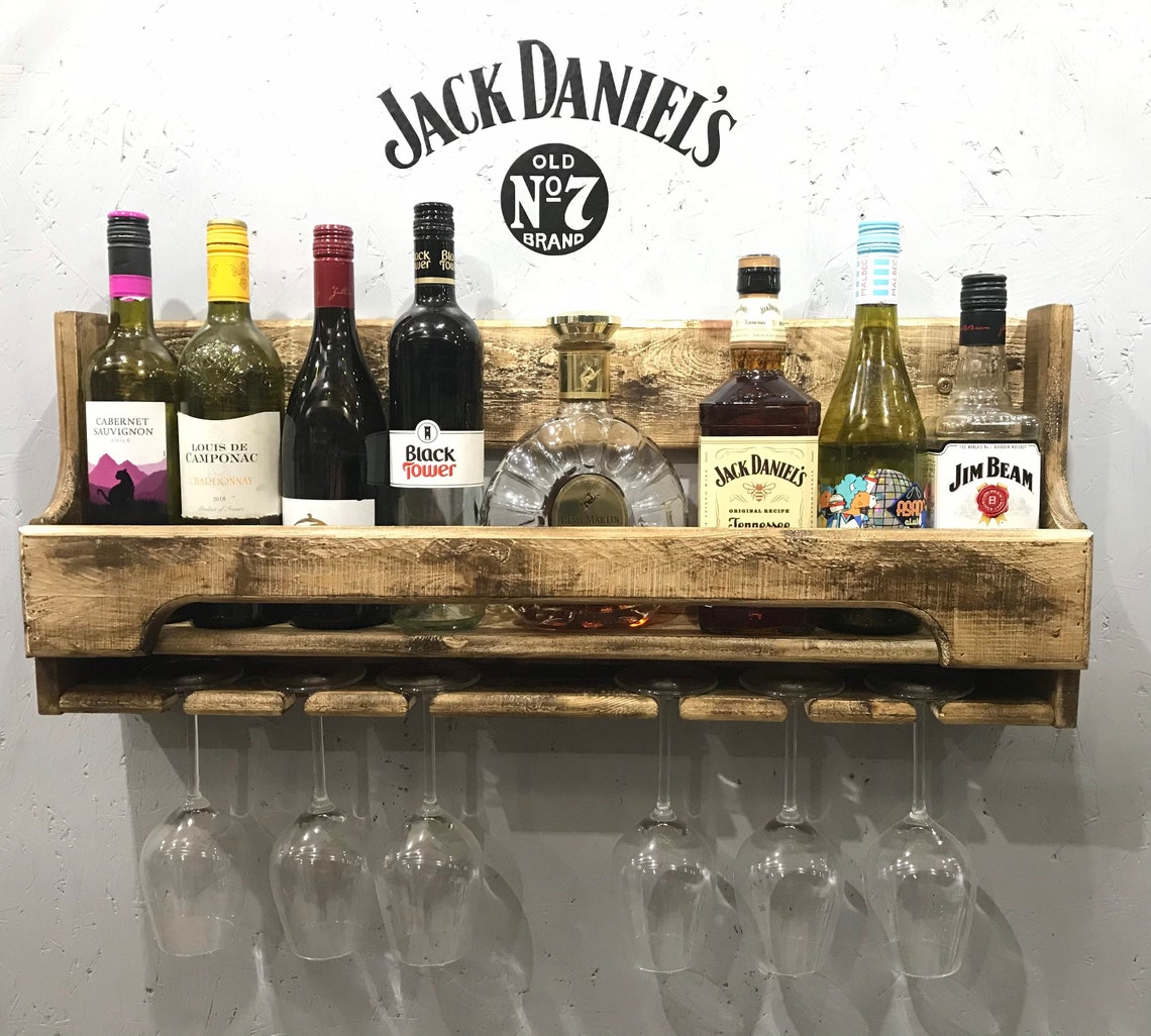 75cm Floating home bar/ Wine or Spirit rack Jacobean straight | Etsy