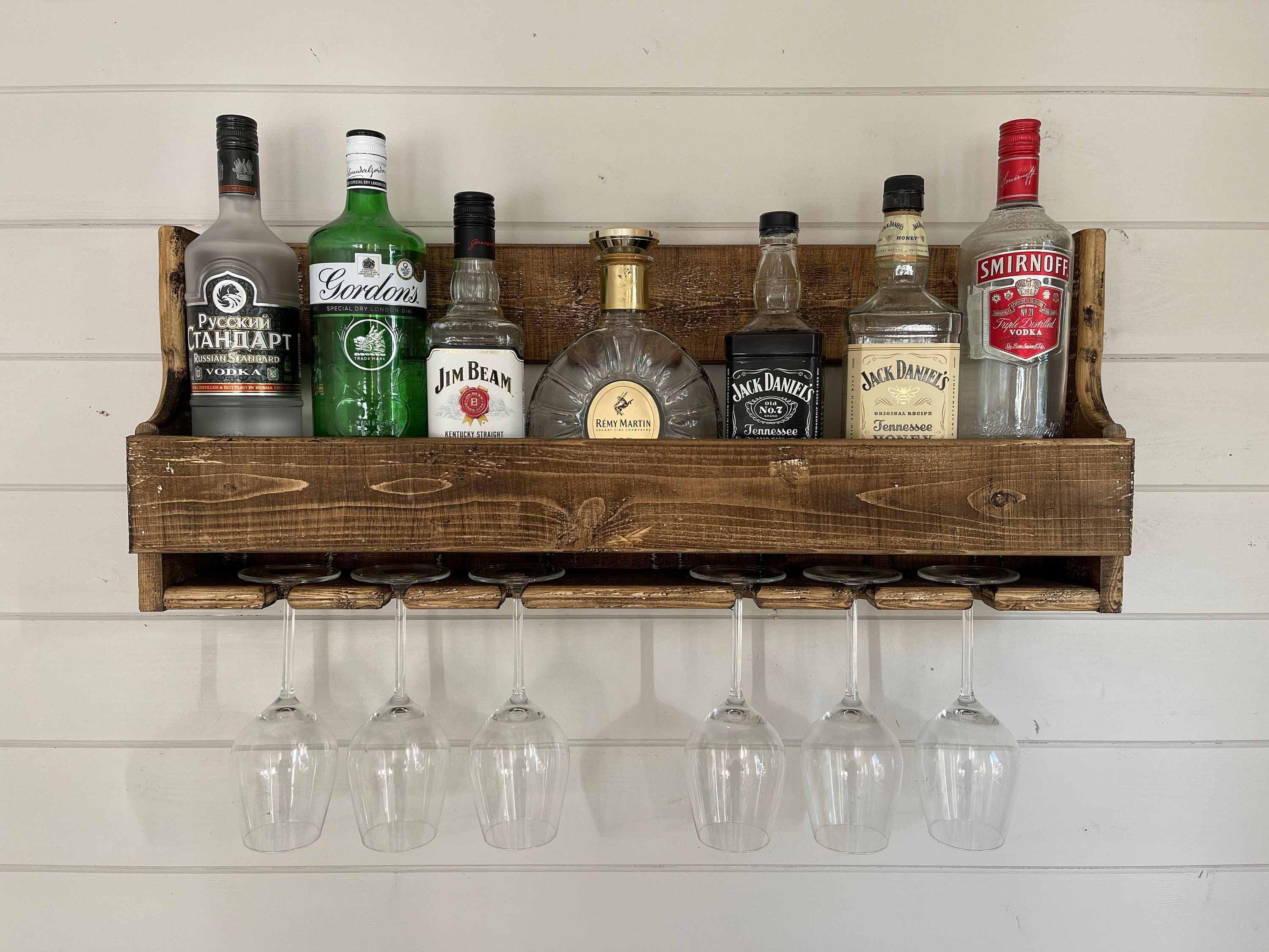 75cm Floating Home Bar/ Wine or Spirit Rack Jacobean Wax - Etsy UK