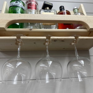 50cm Floating Gin Rack Home Bar- Curved Front- Natural Wood - Etsy