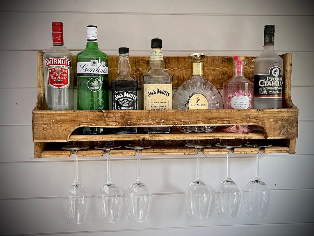 75cm Wine or Spirit Shelf- Curved Front- Dark Oak - Etsy UK