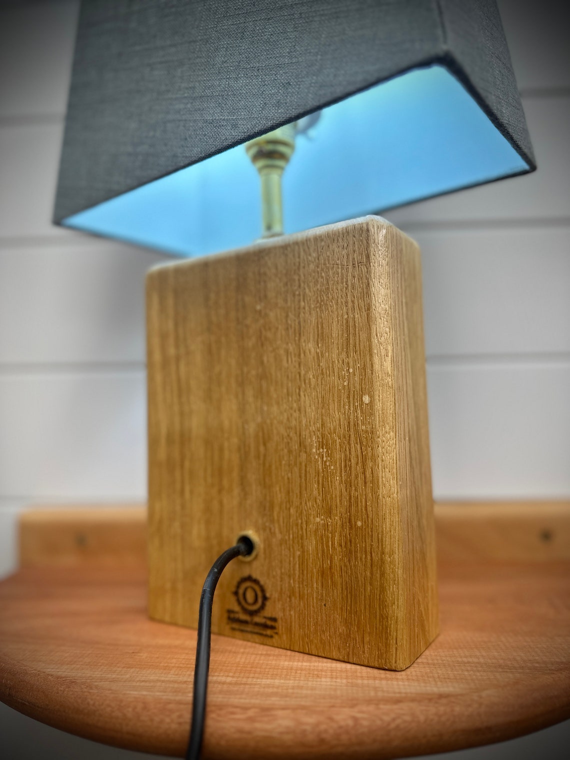 Solid Florian Oak Handmade Lamp- Dandelion Light Etch Design - Etsy