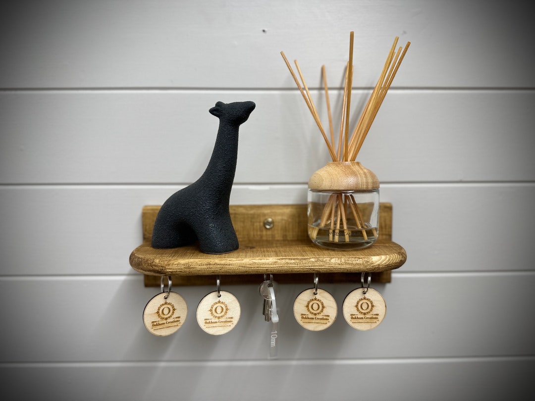 Modern Floating Shelf/magnetic Key Holder- Dark Oak - Etsy