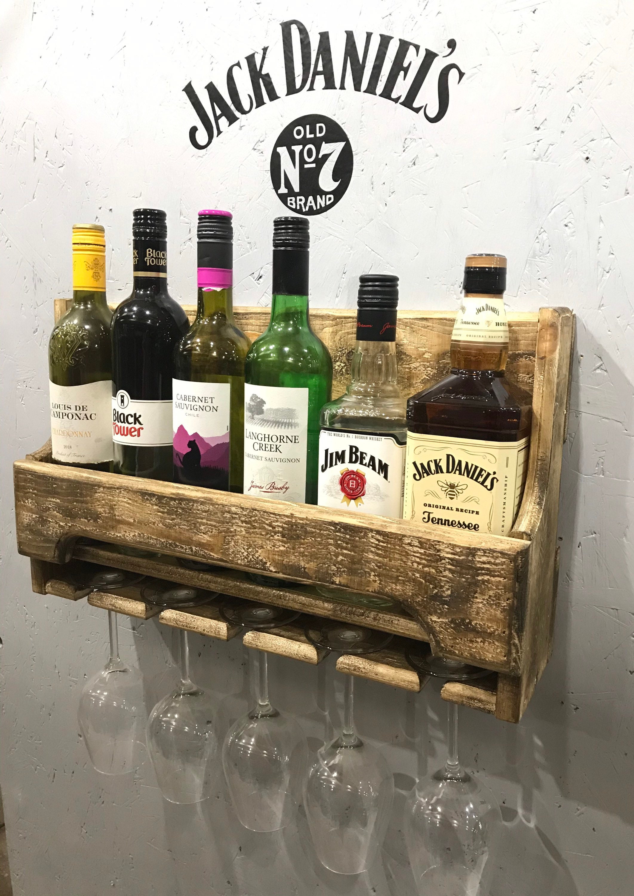50cm Floating Home Bar/ Wine or Spirit Rack Reclaimed Wood - Etsy UK