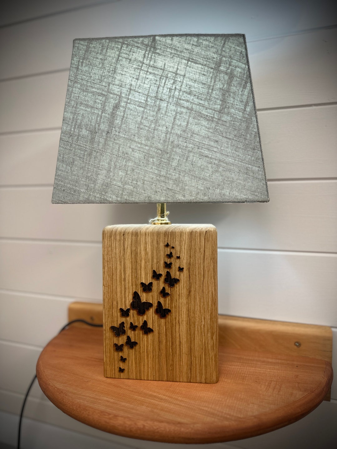 Solid Florian Oak Handmade Lamp- Butterfly Design - Etsy