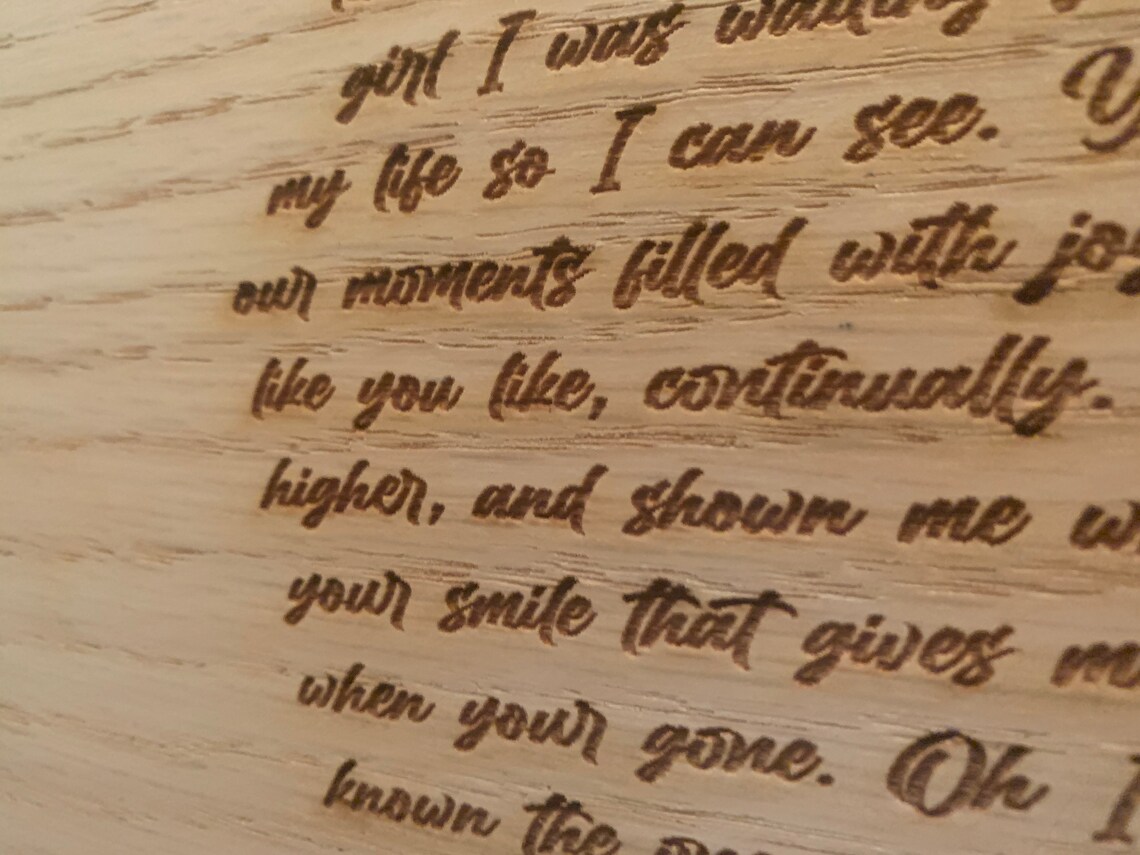 Engraved Wedding Song on Hardwood Custom Lyrics Laser - Etsy