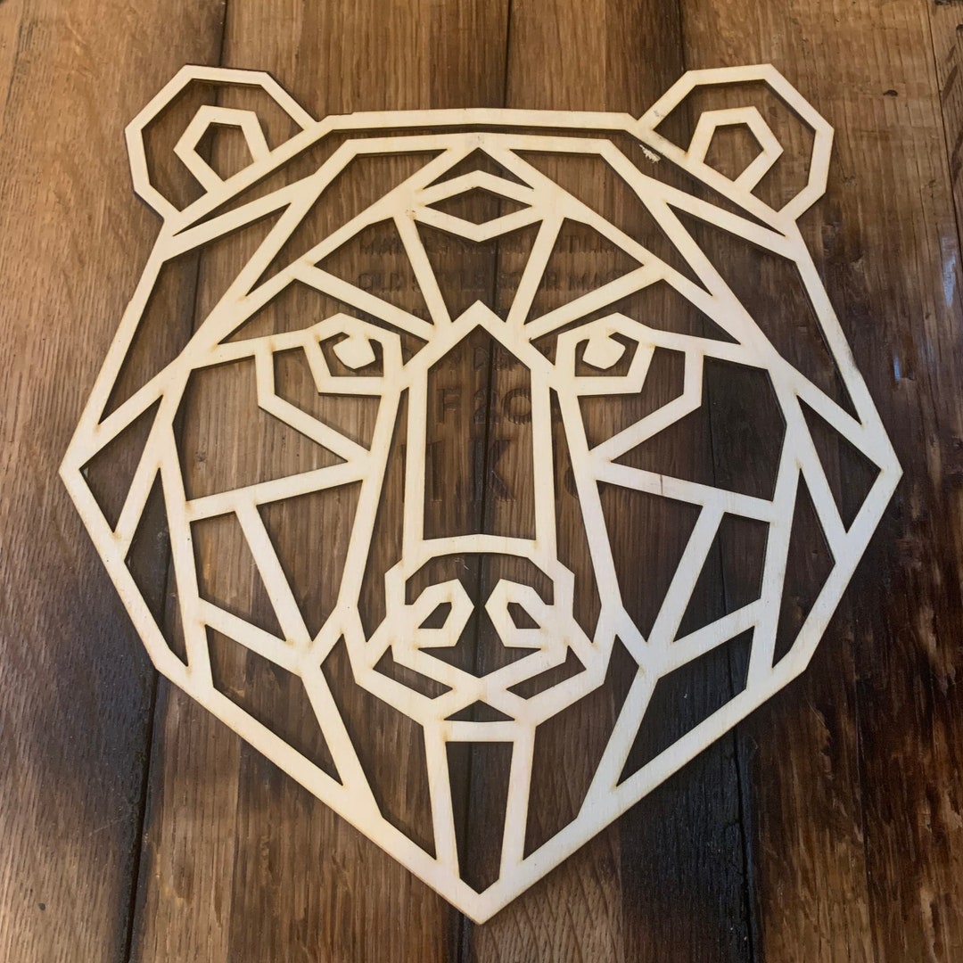 Laser Cut Bear From Birch Wood Low Poly Art Geometric Animal - Etsy