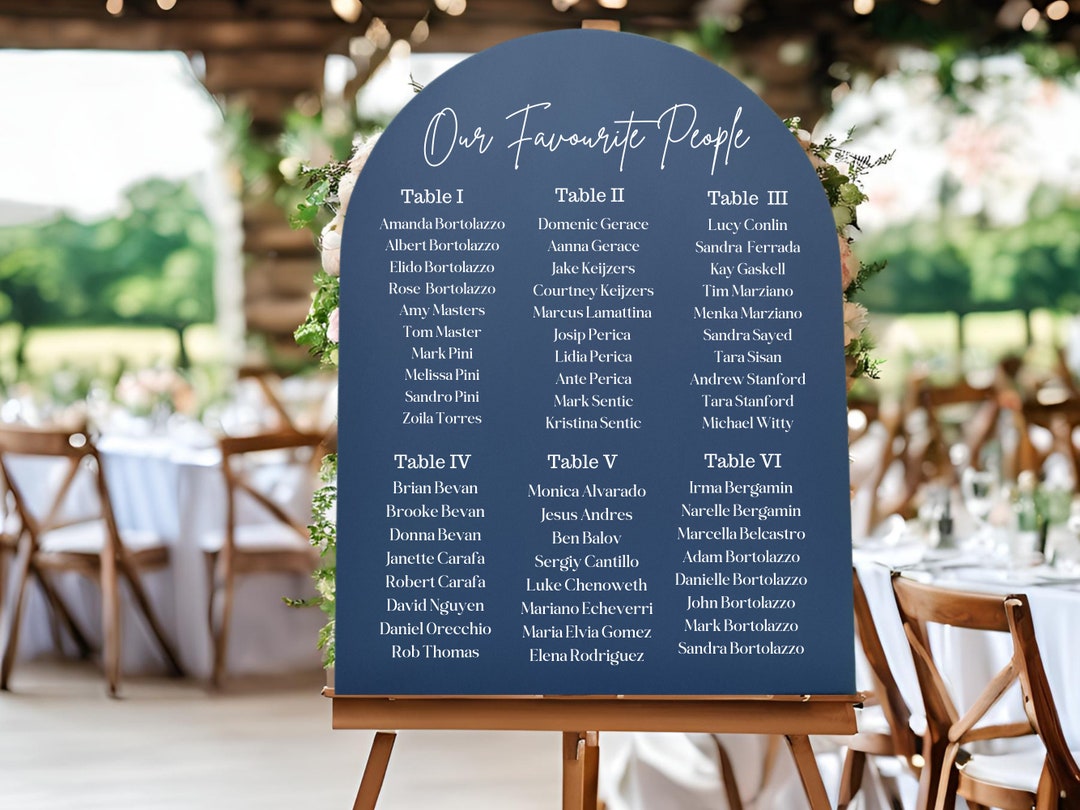 Personalised Acrylic Wedding Seating Chart: Arch Design, Guest Signage ...