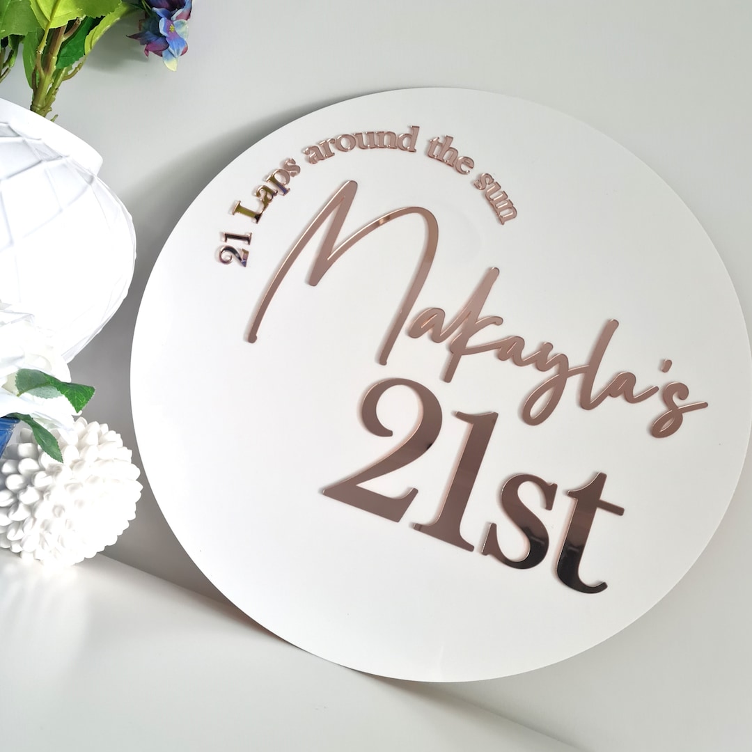 Double Layer Round Acrylic Birthday Sign | 21st | Milestone Sign ...