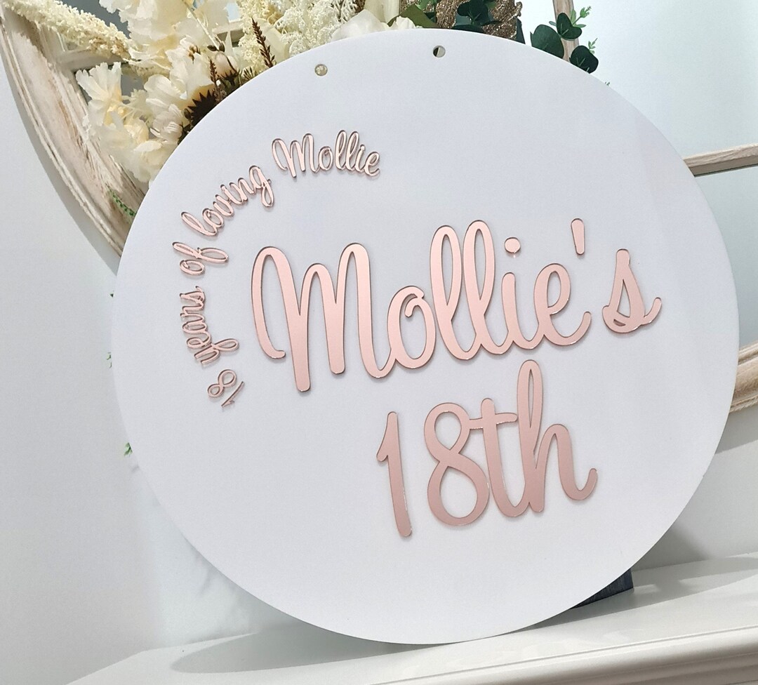 Double Layer Round Acrylic Birthday Sign | 18th | Milestone Sign ...