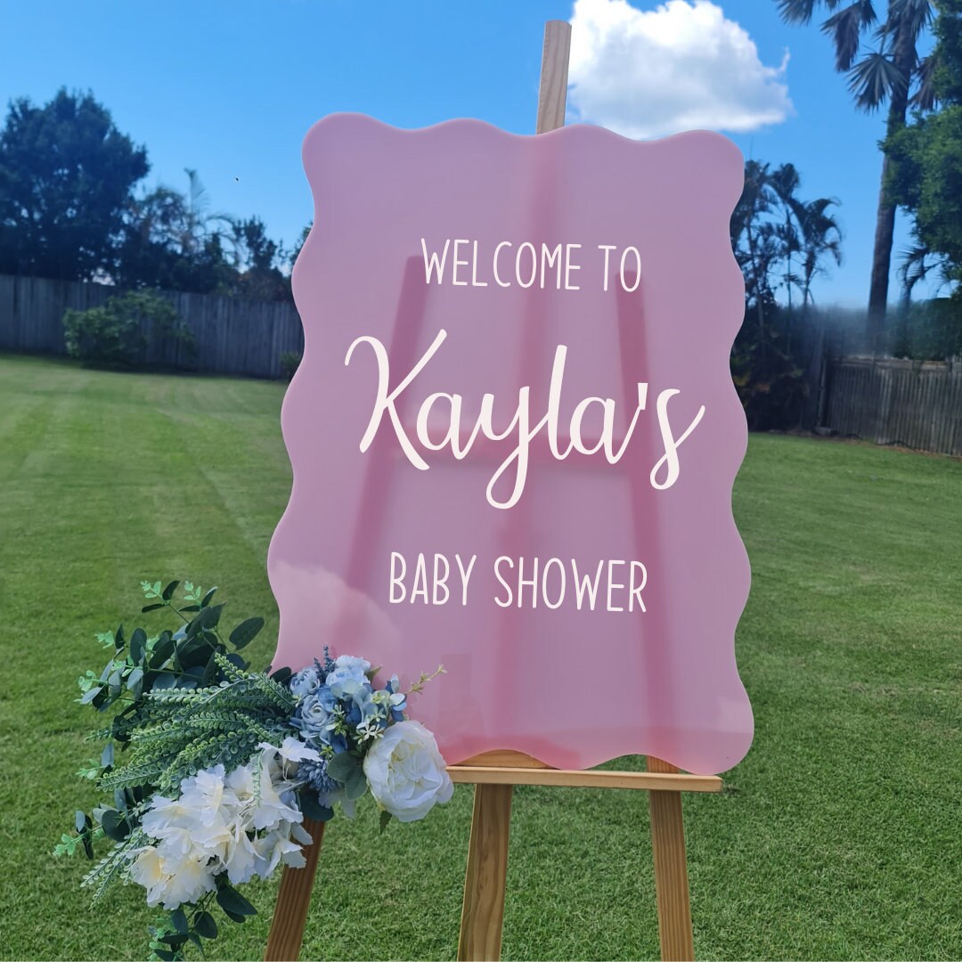 A3 Wave Baby Shower Welcome Sign | Acrylic Welcome Sign | Welcome Board | White Baby Shower Sign ...