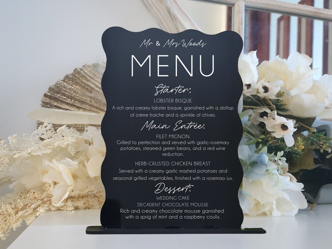 Wave Wedding Table Menu | Wave Table Menu | Formal Table Menu ...