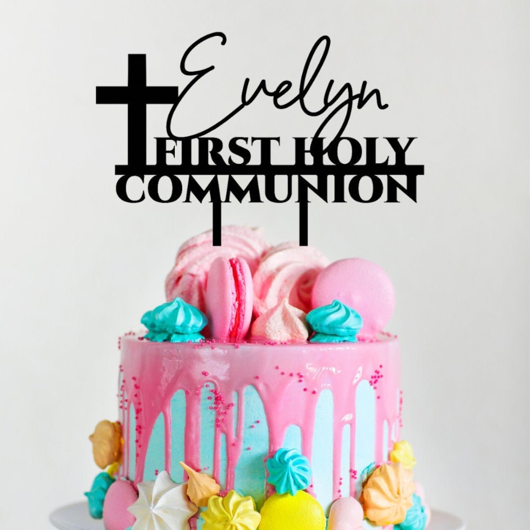 Personalised First Holy Communion Acrylic Cake Topper | Communion Cake ...