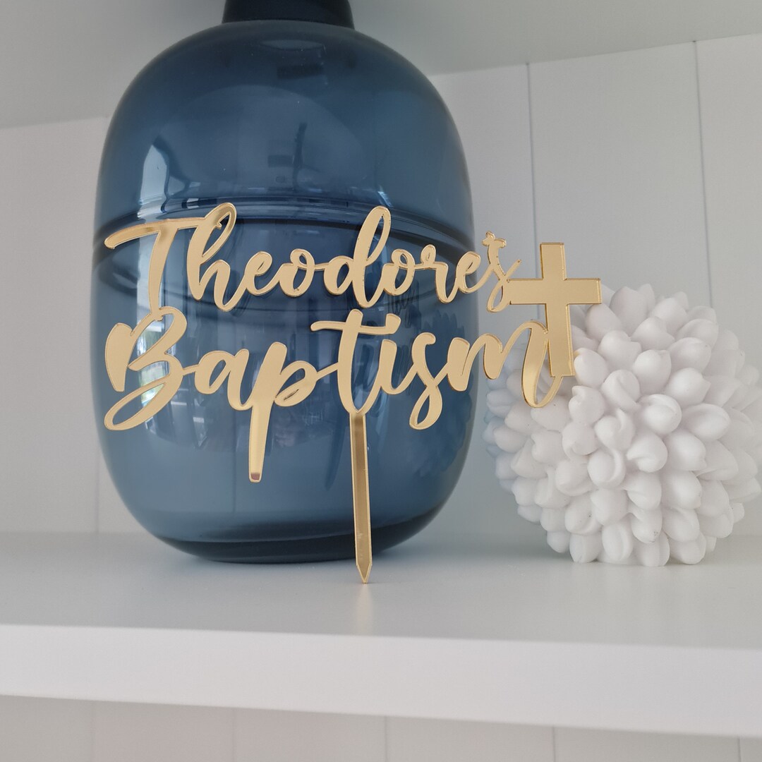 Baptism Cake Topper | Acrylic Cake Topper | FREE Proof Design | Name ...