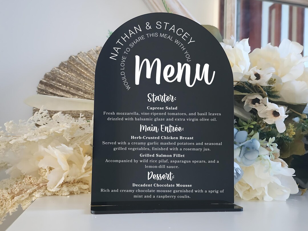 Arch Wedding Table Menu | Arched Table Menu | Formal Table Menu ...