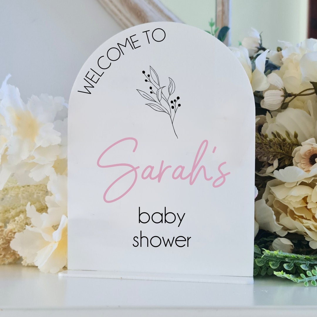 Arch Baby Shower Welcome Sign With Base | Acrylic Welcome Sign | UV ...