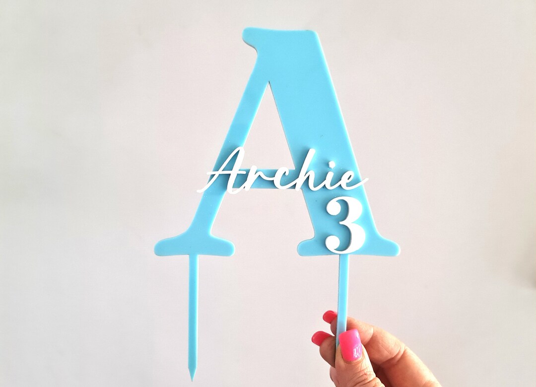 Any Letter and Name Cake Topper | Double Layer Acrylic | Birthday Cake ...
