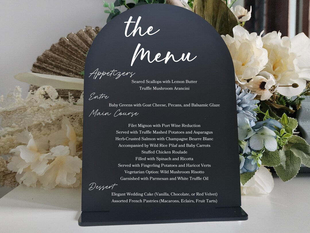 Arch Wedding Table Menu Arched Table Menu Formal Table Menu ...