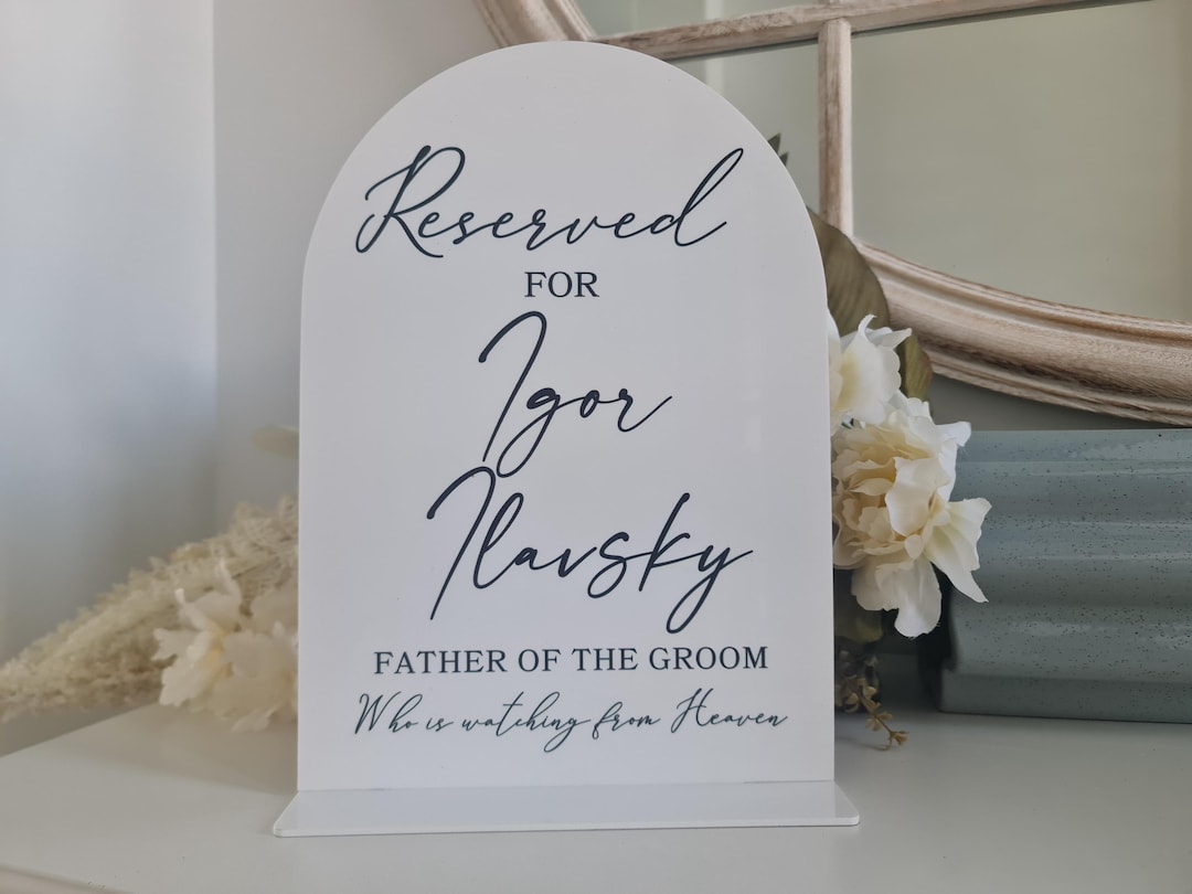 Acrylic Reserved Sign in Loving Memory Sign Personalised Photo Signage ...