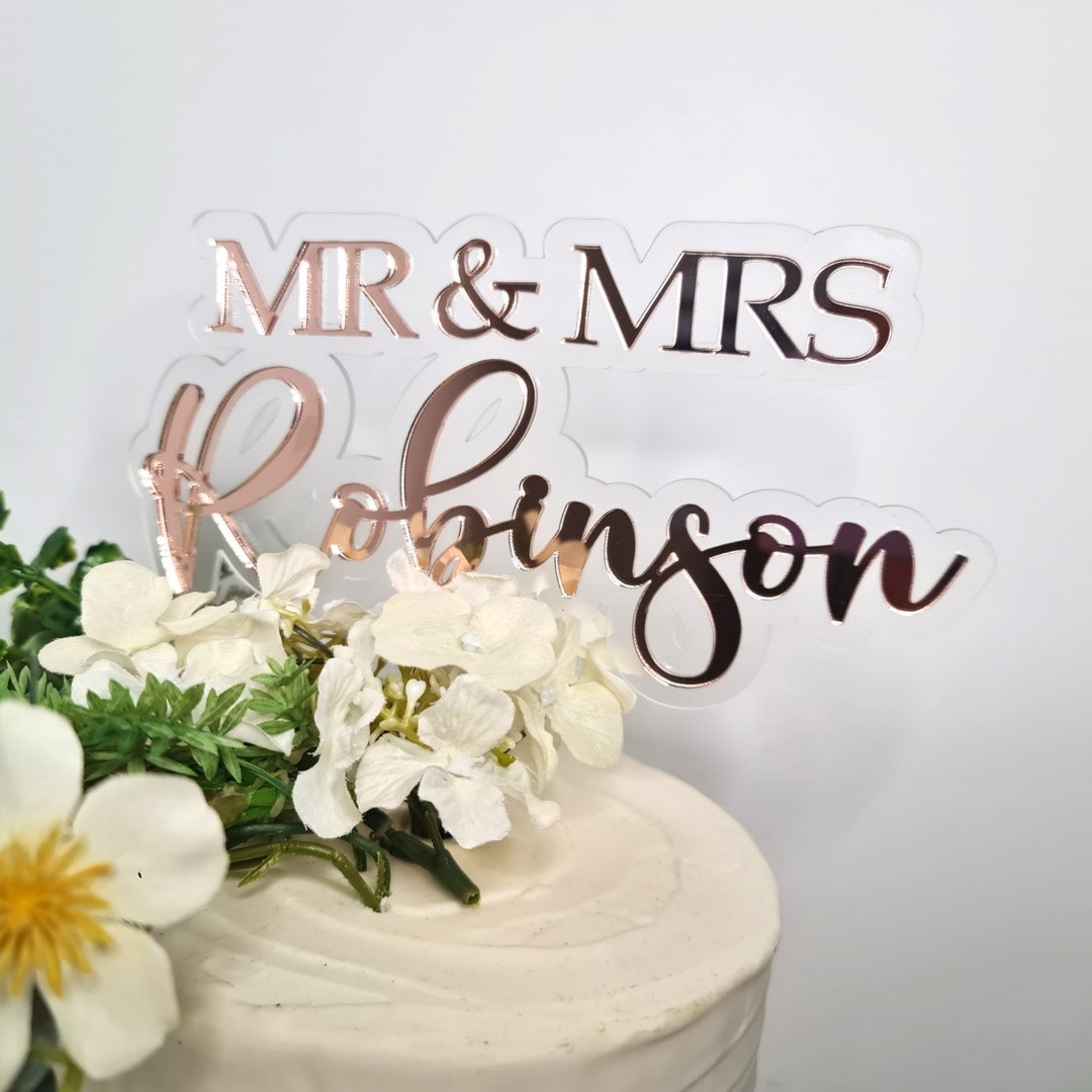 Mr & Mrs Wedding Cake Topper | Cake Plaque | Cake Topper | Double Layer ...