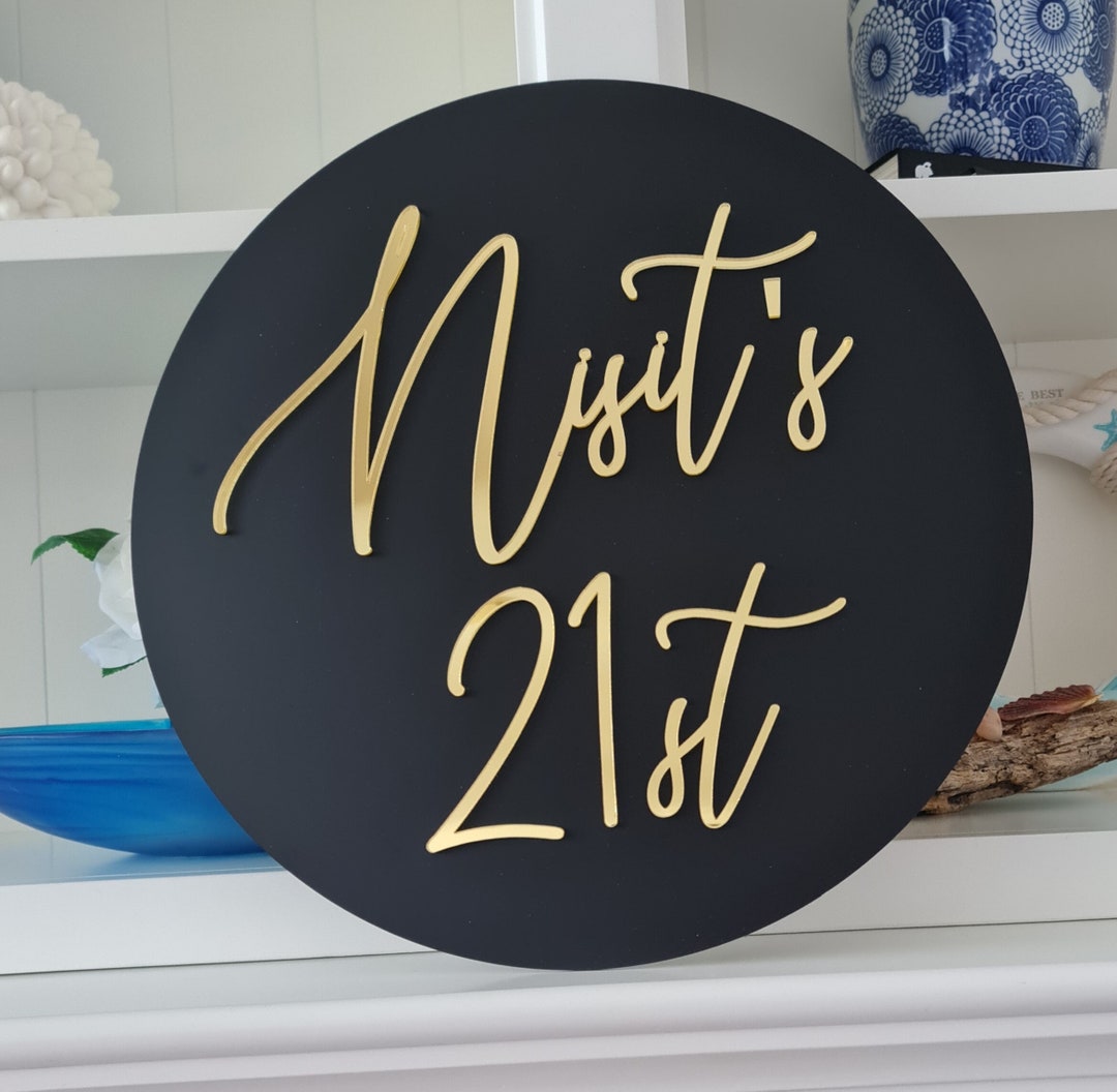 21st Matt Black Sign | Twenty First Signage | Personalised Sign ...