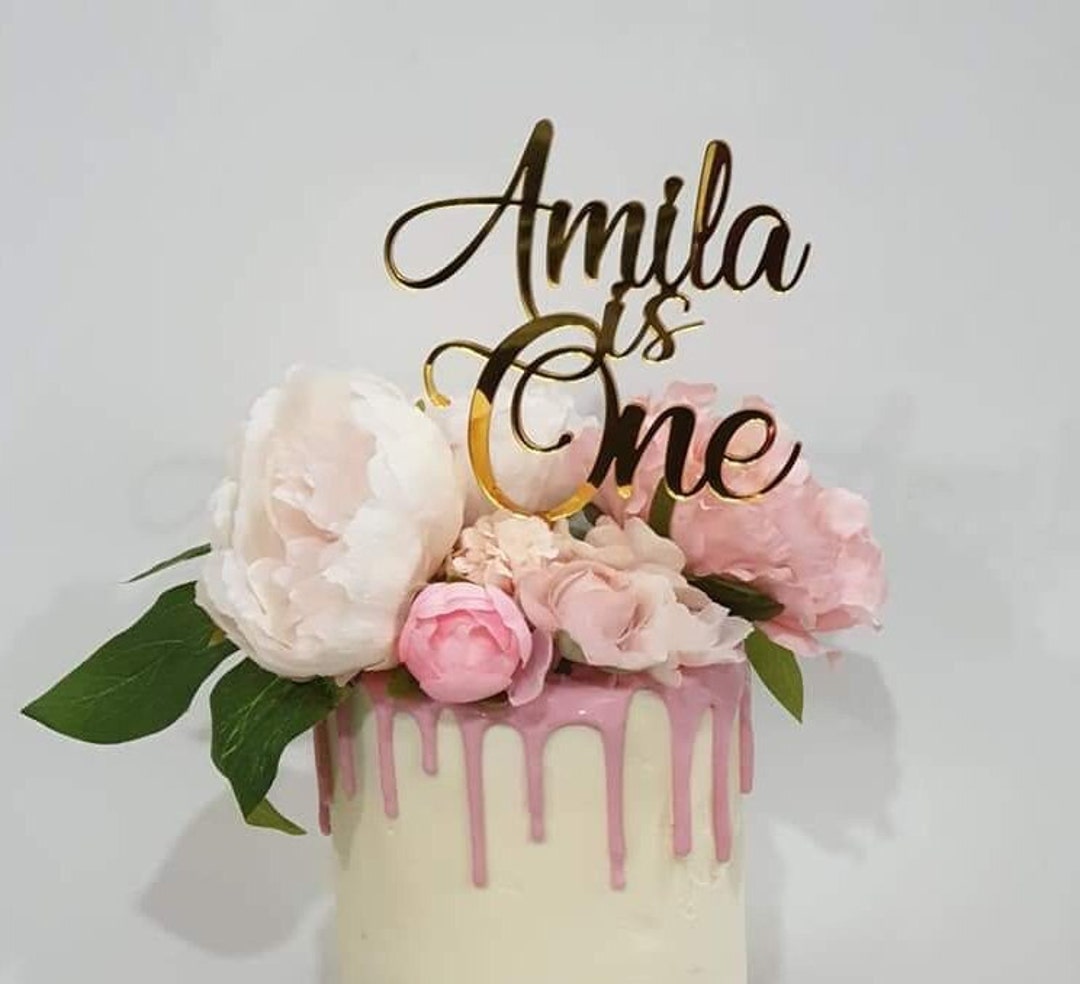 Custom Personalised Acrylic Cake Topper is One, Birthday, Baptism ...