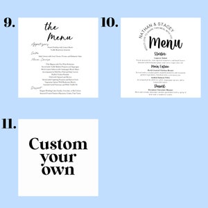 Arch Wedding Table Menu Arched Table Menu Formal Table Menu ...