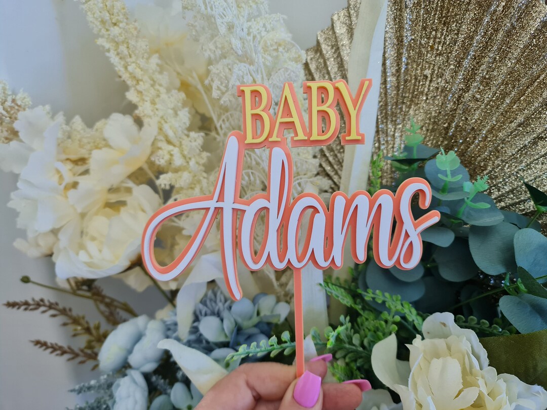 Personalised Baby Shower Cake Topper | Acrylic Double Layer | FREE ...