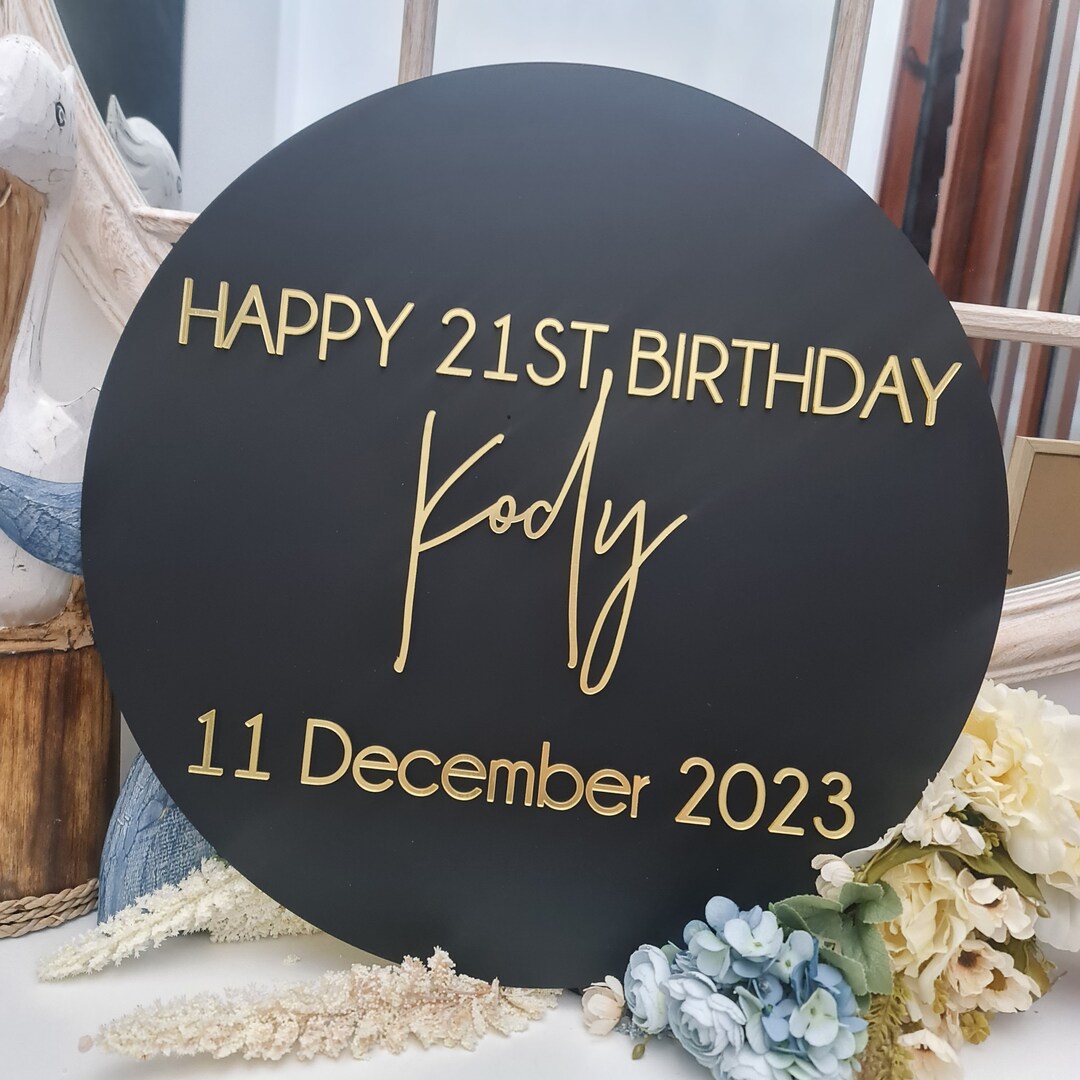 Double Layer Round Acrylic Birthday Sign | 21st | Milestone Sign ...