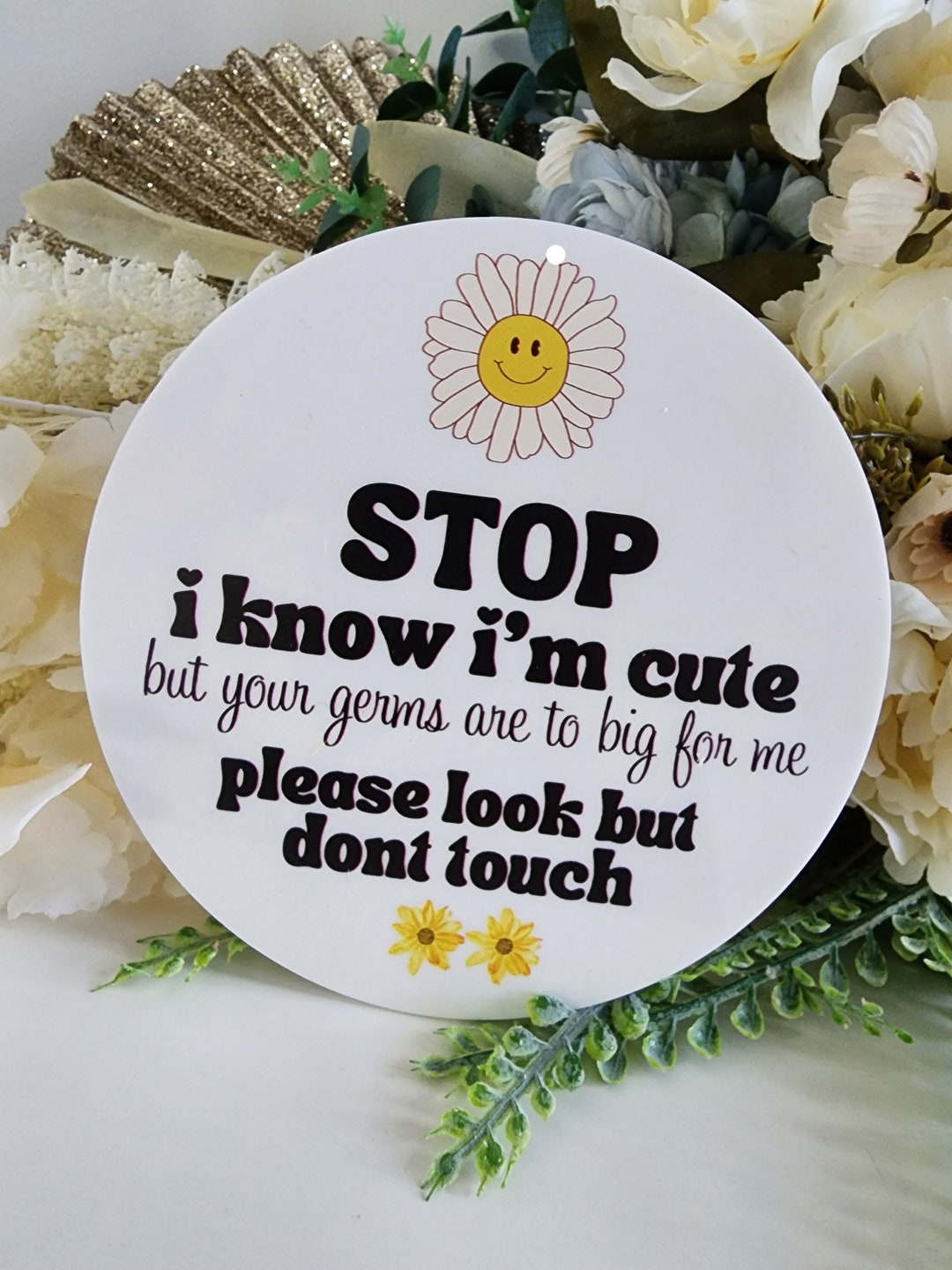 PRAM SIGN | Do Not Touch | Germs Are Too Big for Me Plaque | Custom ...