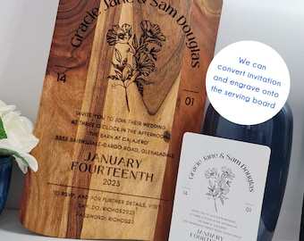 WEDDING INVITATION Cutting Board Engraved With YOUR Wedding Invitation ...