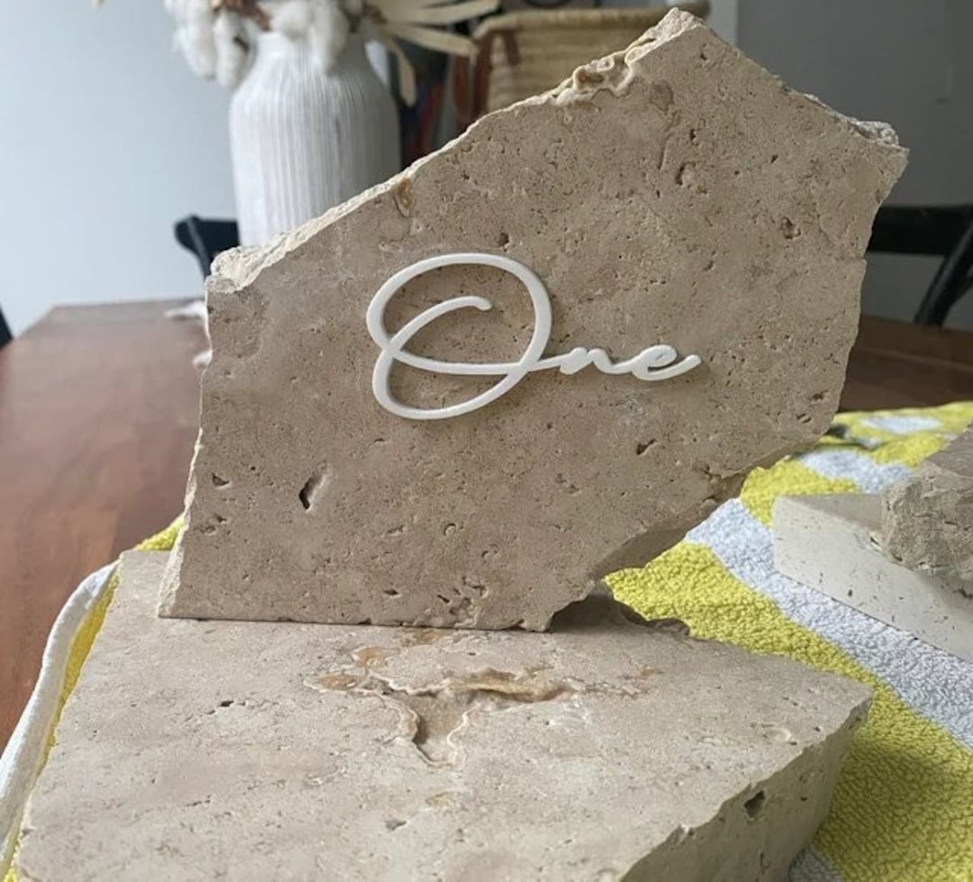 Travertine Stone Table Number Wording | Table Number Wording Only ...