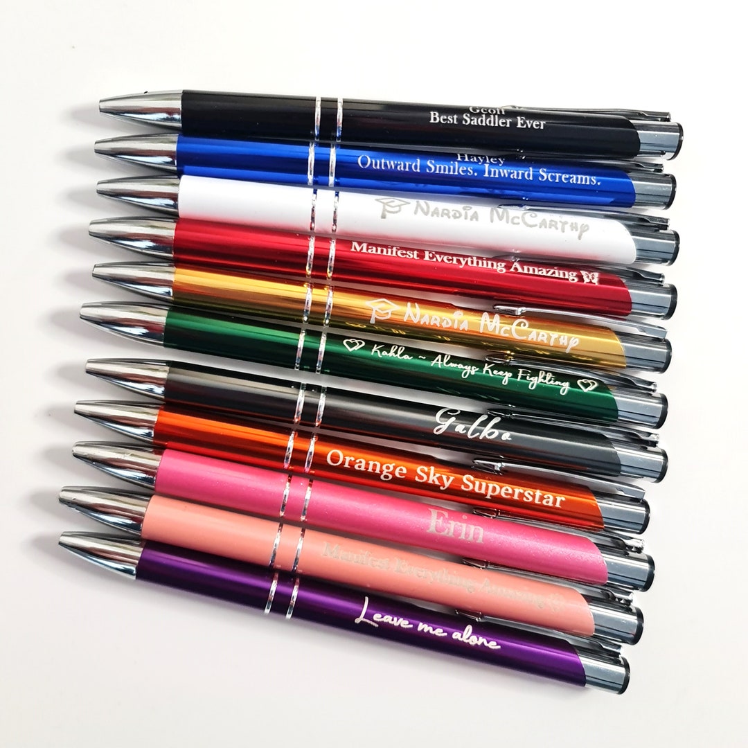 25 X Engraved Metal Slimline Pens | Birthday Favour | Personalised Gift ...