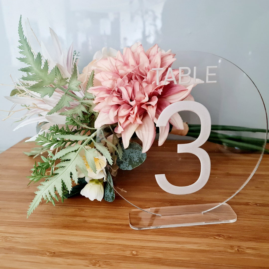 Etched Table Numbers With Stand | Acrylic Table Numbers | Wedding Table ...