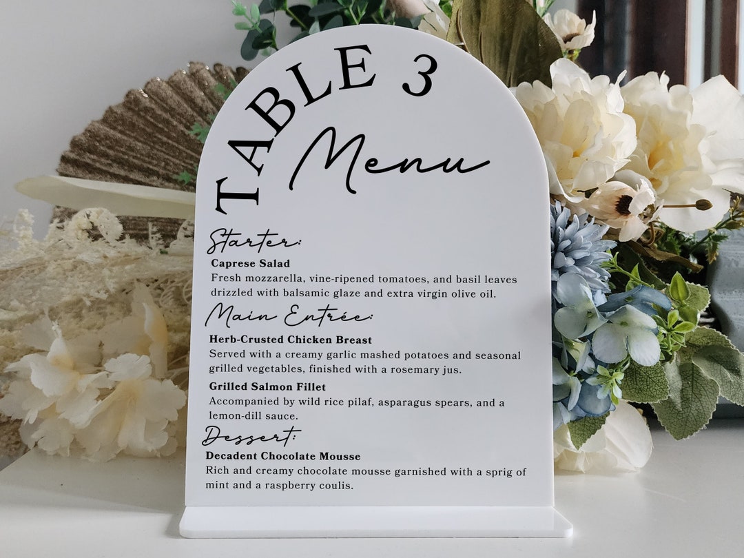 Arch Wedding Table Menu | Arched Table Menu | Formal Table Menu ...