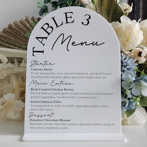 Arch Wedding Table Menu Arched Table Menu Formal Table Menu ...