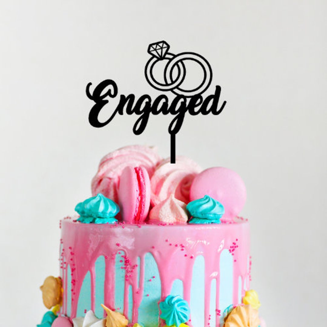 Custom Engaged Cake Topper | Modern Wedding Cake Topper | Anniversary ...