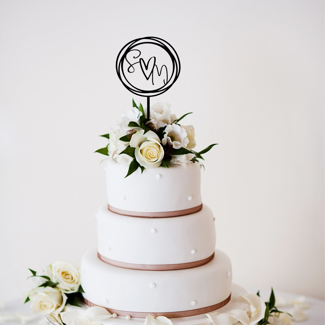 Inicial personalizada + Corazón Pastel de bodas Topper / Iniciales ...