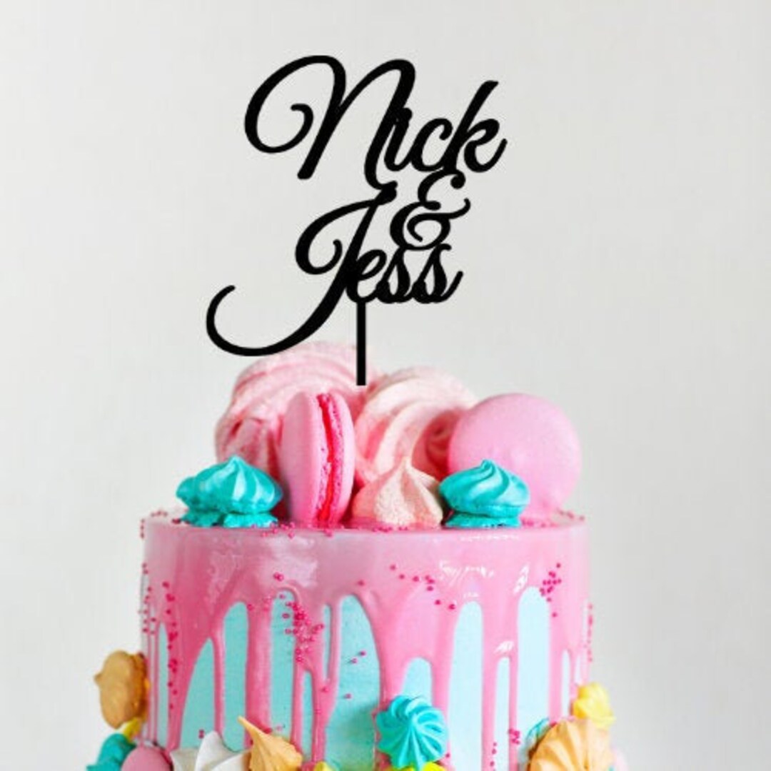 Custom Wedding Names Cake Topper | Modern Wedding Cake Topper ...