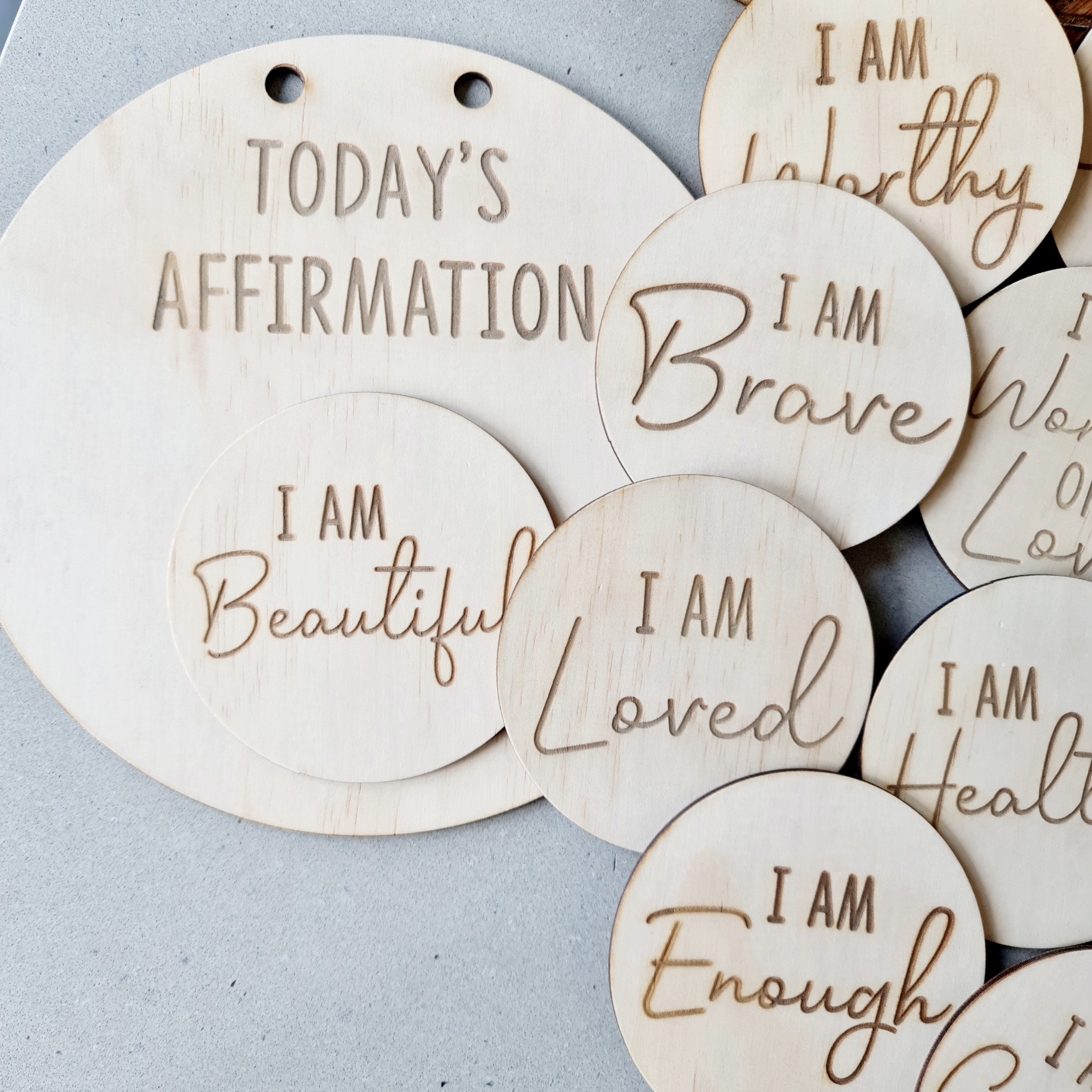 Engraved Wooden Daily Affirmation Discs | Changeable Cards - Etsy