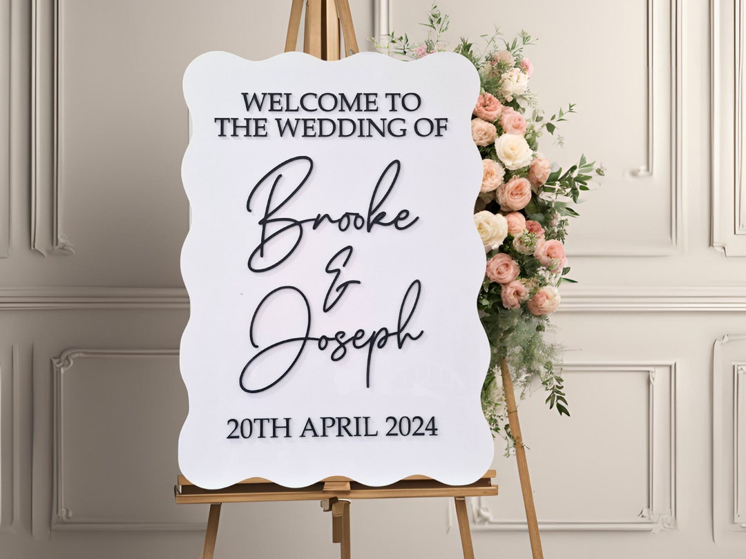 Wave Wedding Welcome Sign Acrylic Welcome Sign Guest Sign Mr & Mrs Sign ...