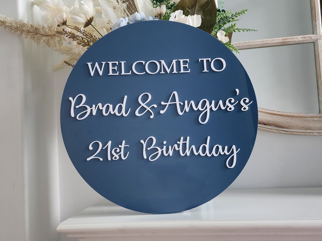 Double Layer Round Acrylic Birthday Sign | 21st | Milestone Sign ...