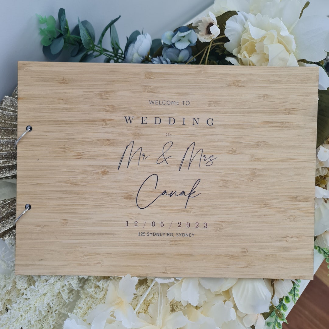 Wedding Guestbook | Personalised Bamboo Guest Book | Photo Booth Book ...