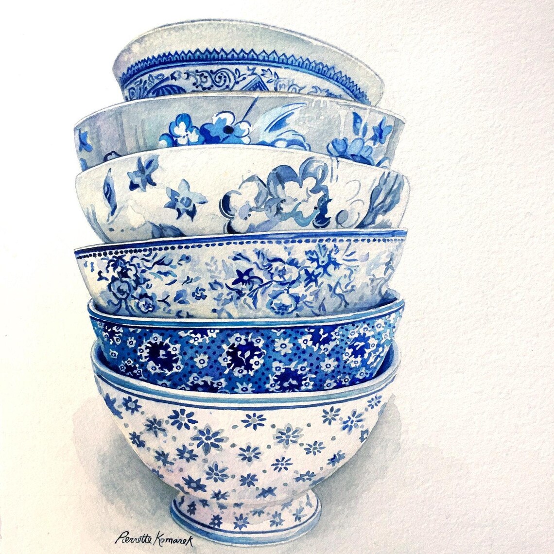 Spode Blue Stacked ~ Original Watercolor Painting ~ SOLD ~ Prints ...