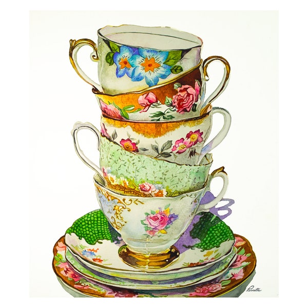 Stack of Tea Cups - Etsy