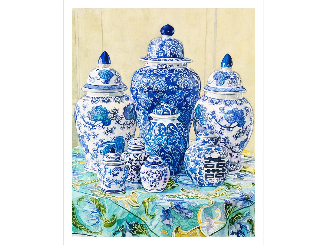 Chinoiserie Ginger Jar Collection ~ Original Watercolor Painting ~ SOLD ...