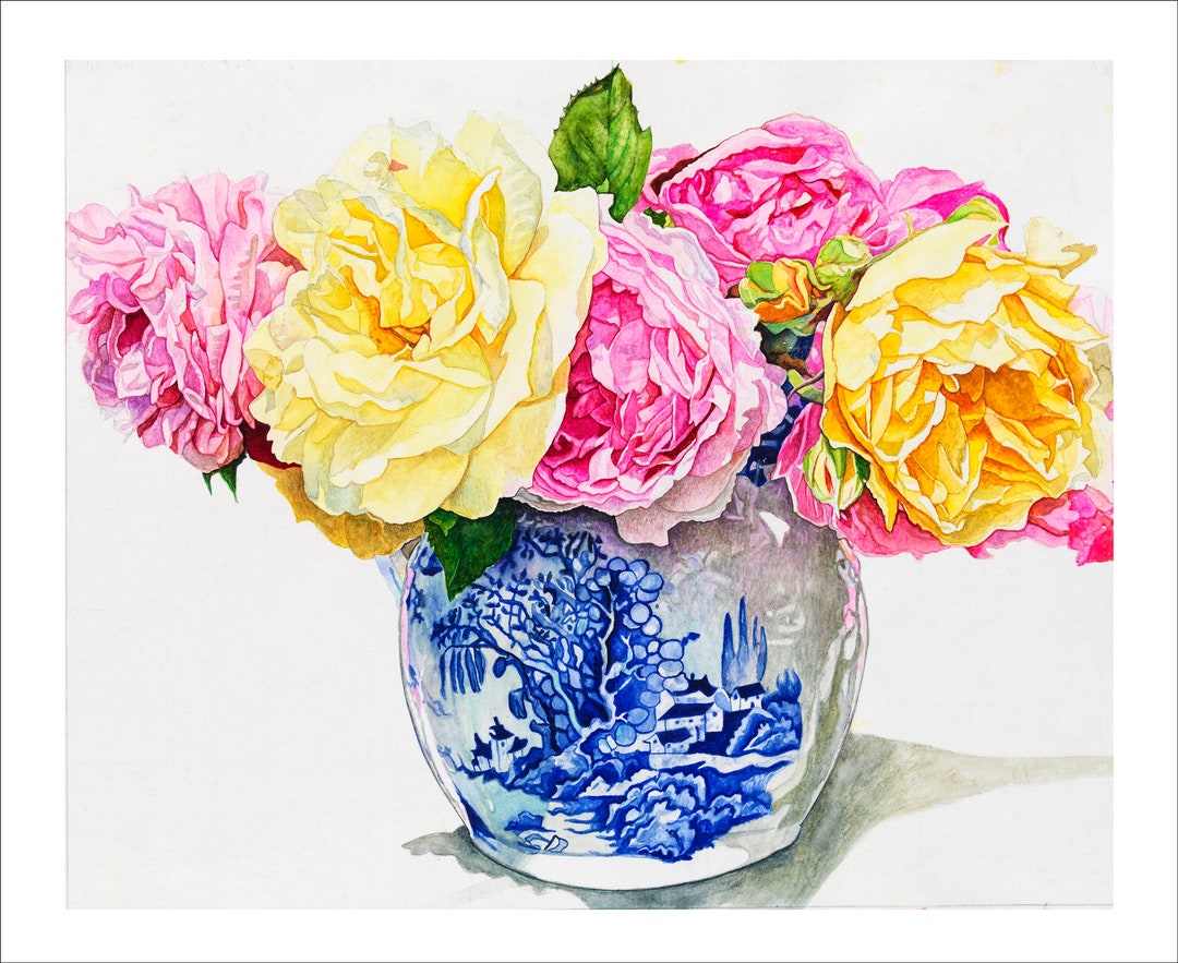 Print on Paper or Canvas, mixed Peony Bouquet. - Etsy