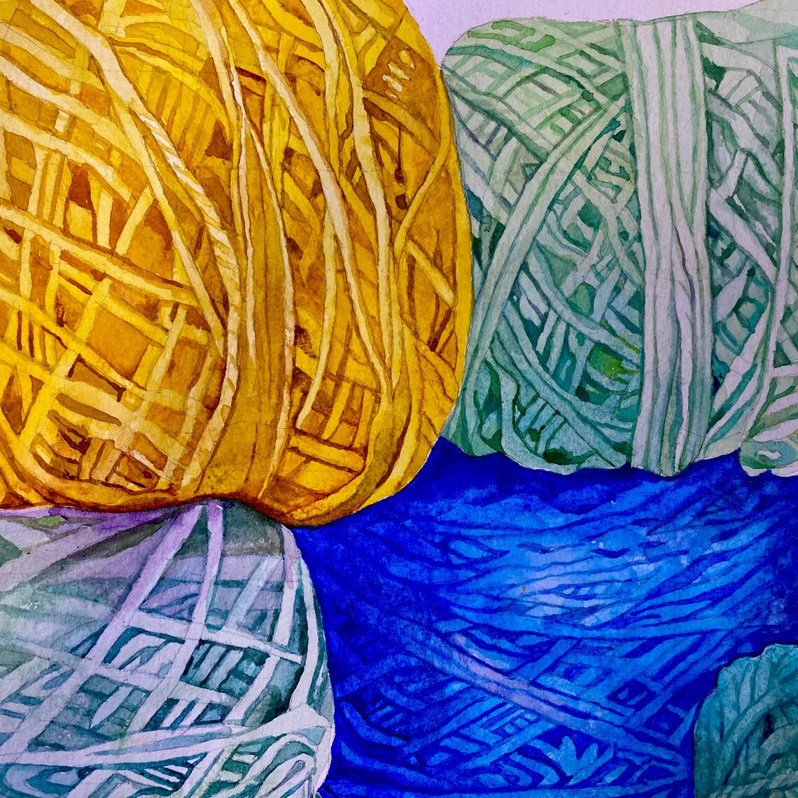 Yarn Addict Original Watercolor Painting by Pierrette Komarek - Etsy