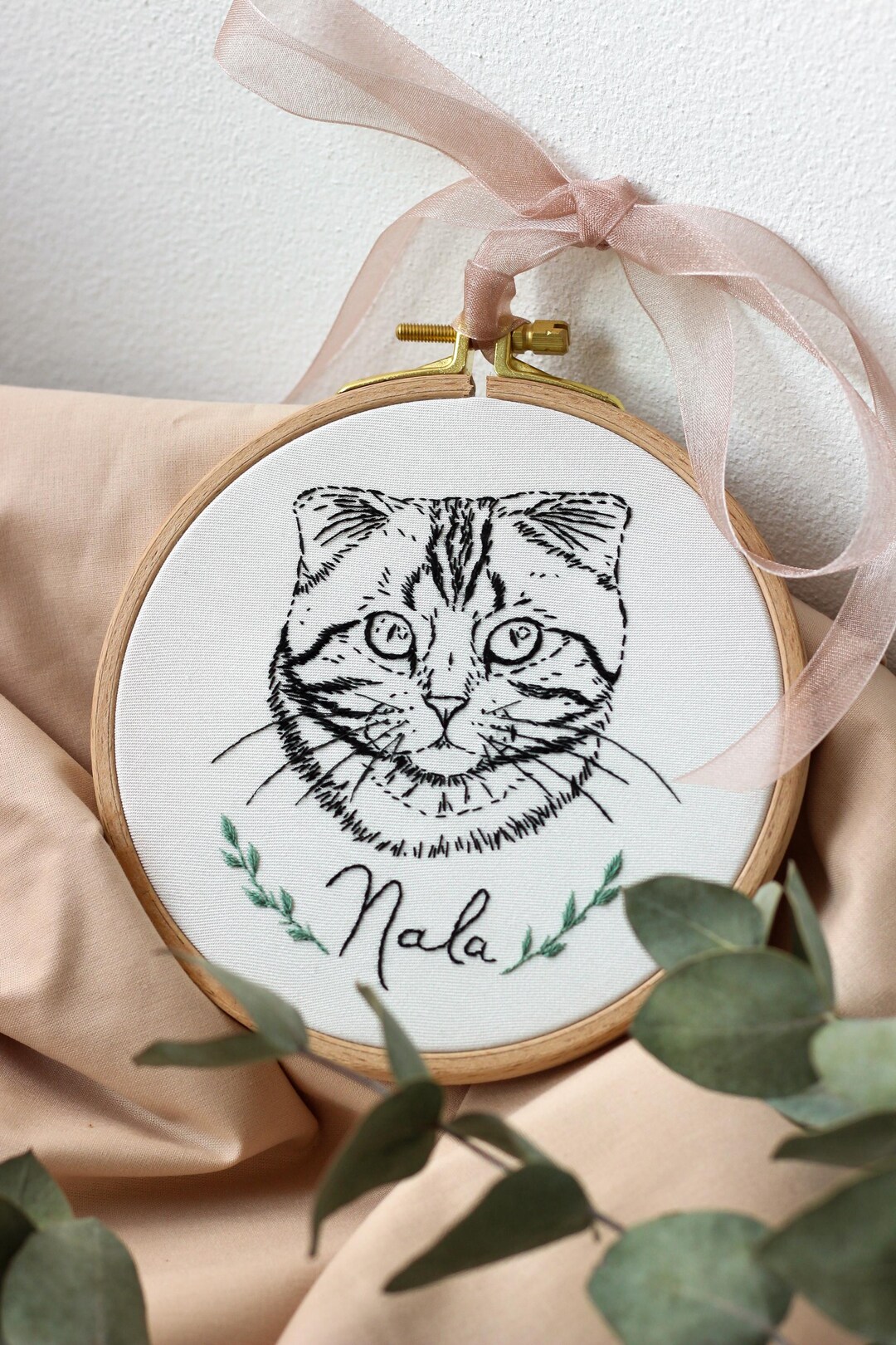 Embroidery Cat Face Portrait Hoop, Animal Embroidery, Cat Lover Gift ...