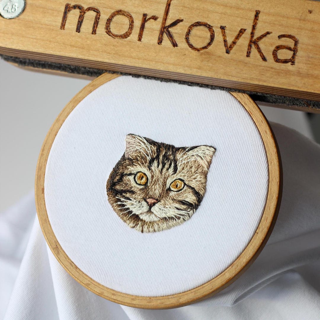 Custom Cat Face Embroidery Cat Portrait Pet Lover Gift Pet Portrait