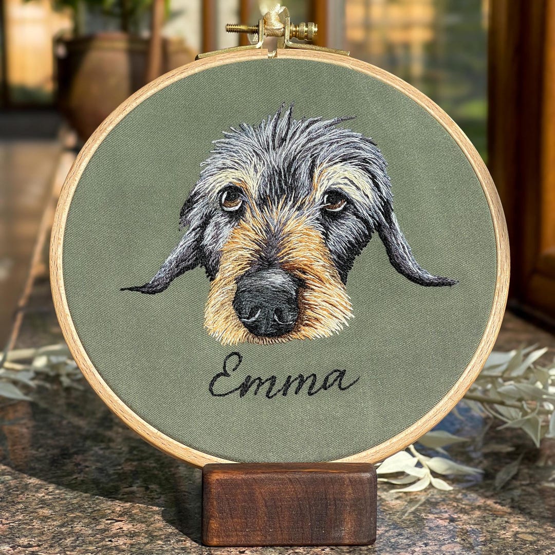 Animals Dog Face Embroidery, Custom Dog Portrait, Embroidery Hoop, Pet ...